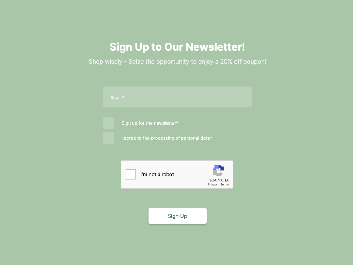 Newsletter Signup Form for Ecommerce | free involve.me template