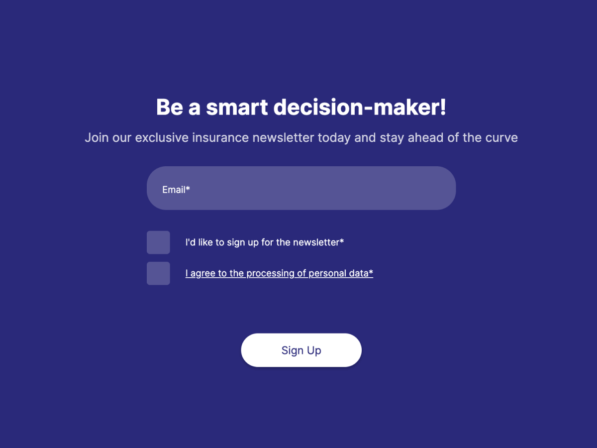 Newsletter Signup Form for Insurance | free involve.me template
