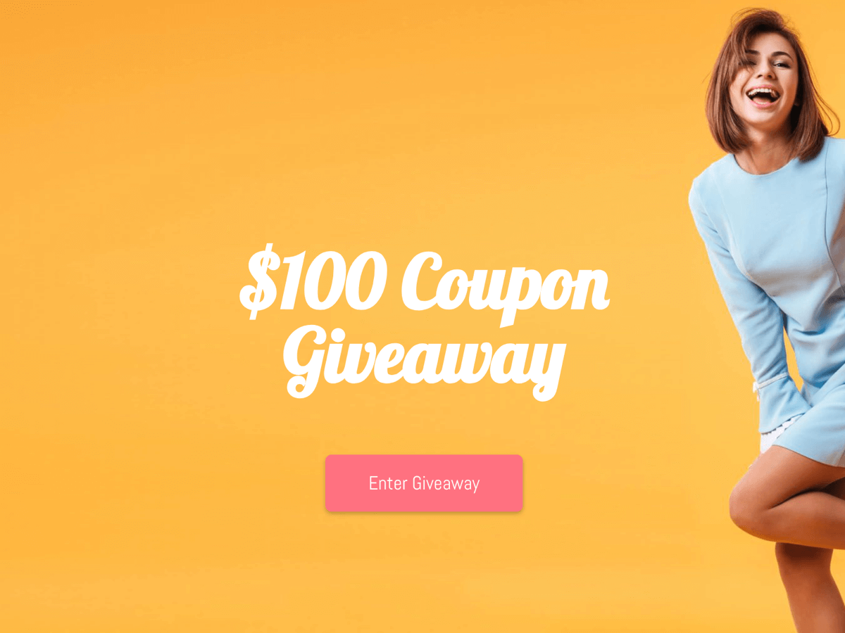 Free $100 Coupon Giveaway | free involve.me template