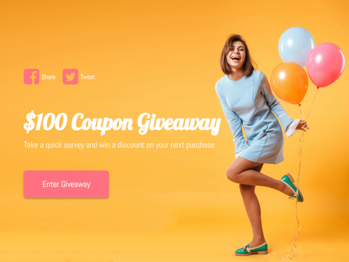 Free $100 Coupon Giveaway | free involve.me template